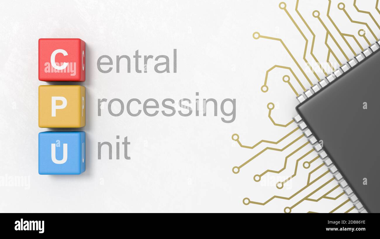 Black Central Processing Unit Text, CPU Colorful Cubes and Computer ...