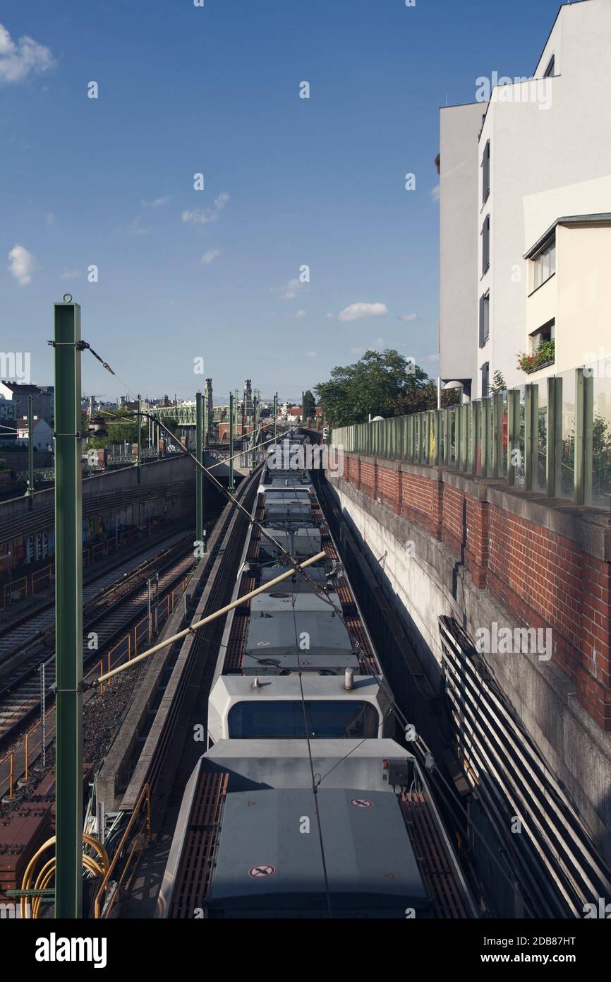 Subway Station Outdoors With Train Passing By Stock Photo - Alamy