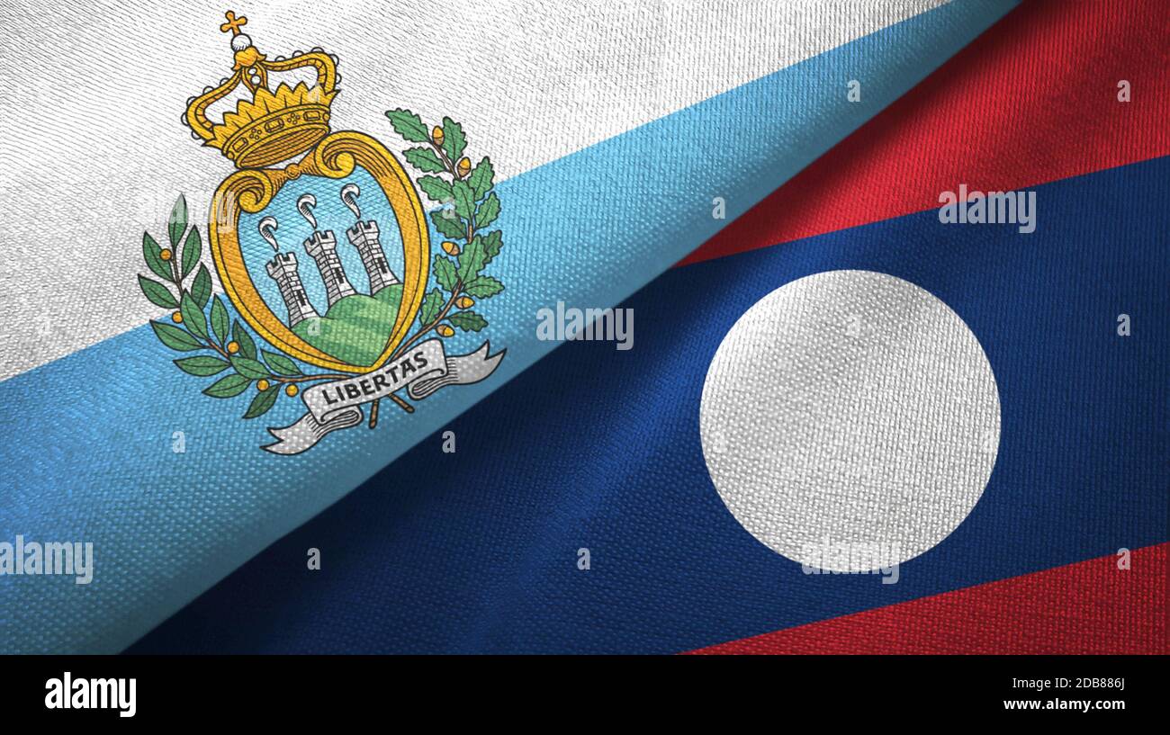 San Marino and Laos two flags textile cloth Stock Photo - Alamy