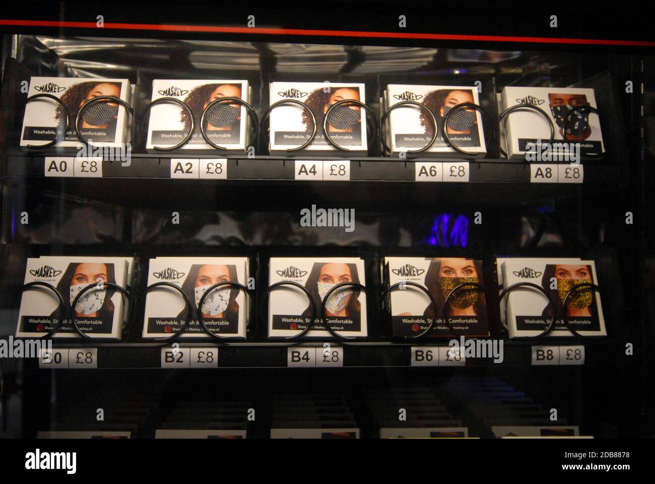 London, UK, 15 September 2020 Maskey automated self-service mask shop ...