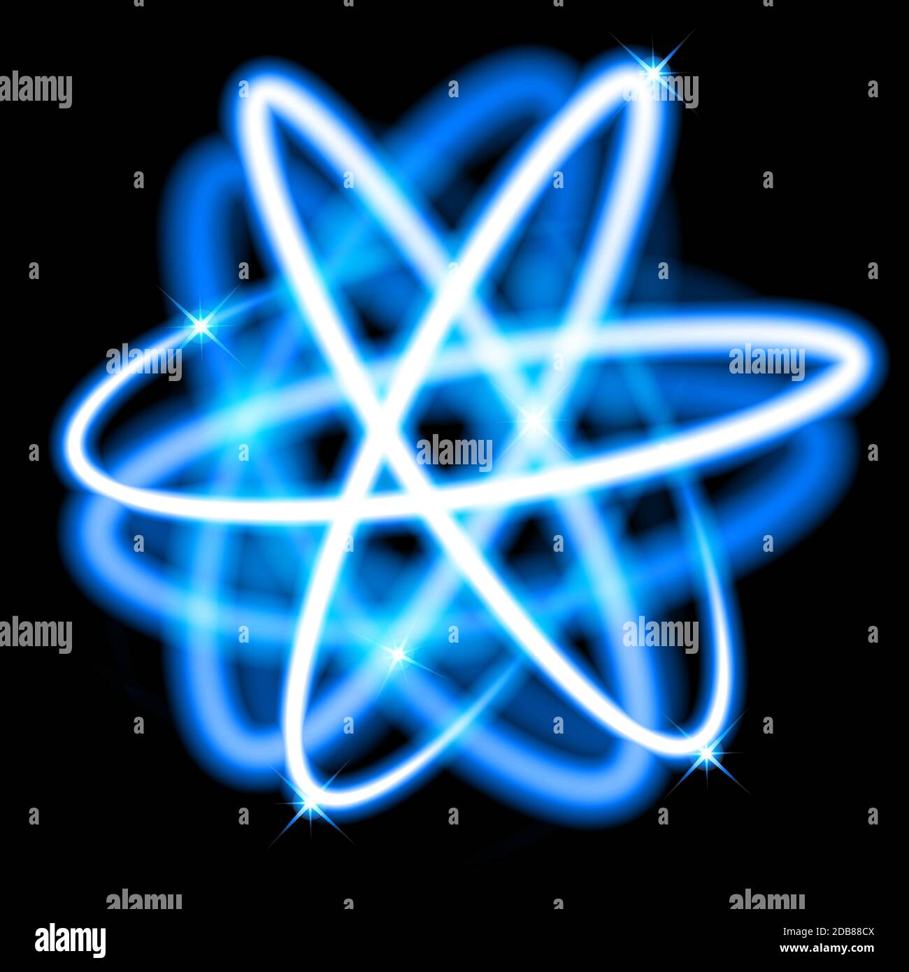 Vector glow neon light atom model Stock Photo - Alamy