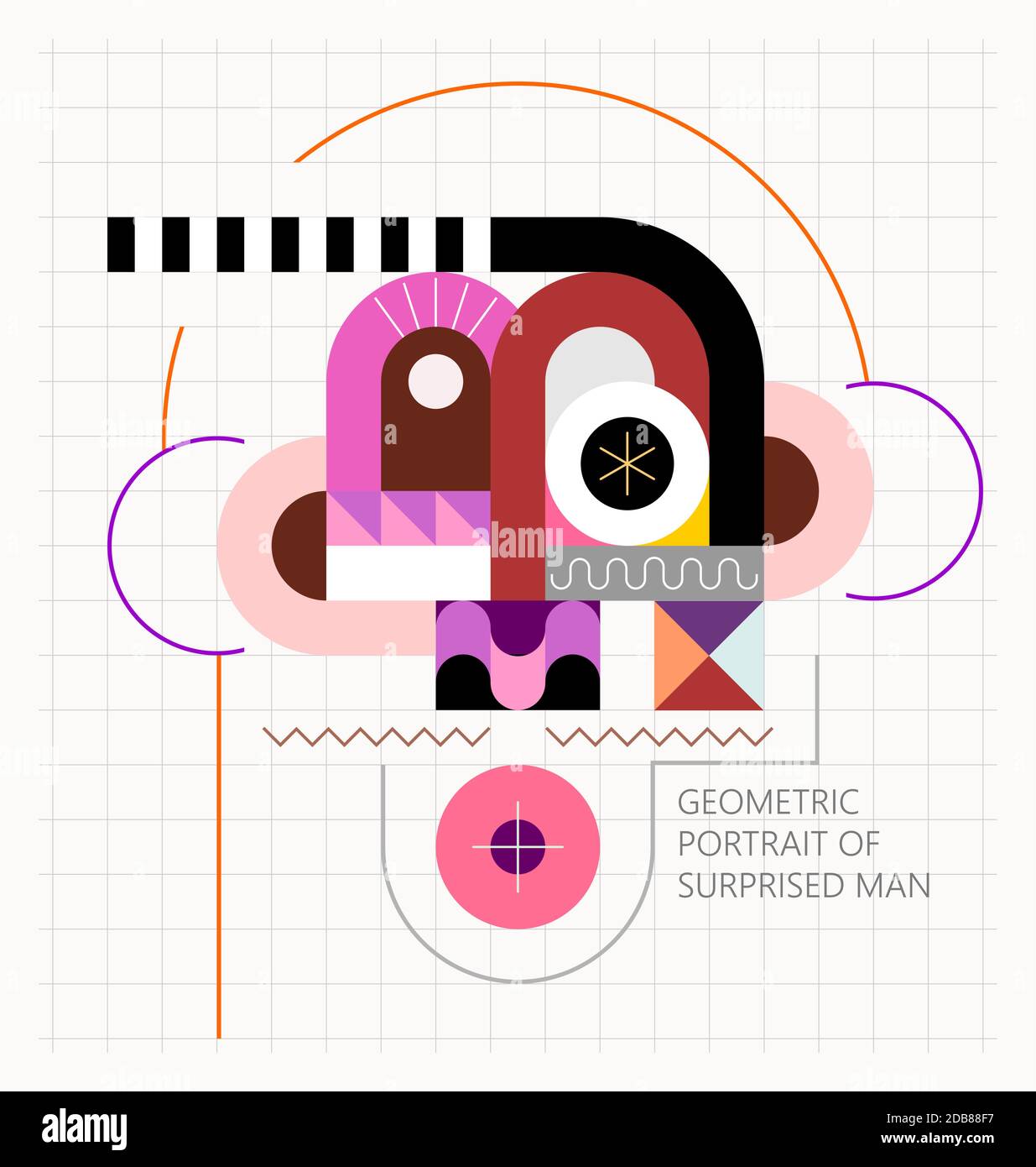 Geometric portrait of surprised man vector illustration Stock Vector ...