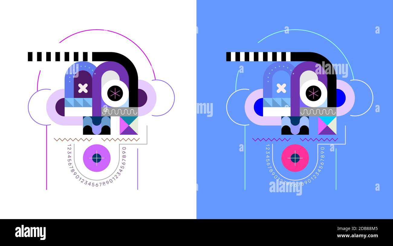 Two options of a geometric portrait of surprised man vector ...