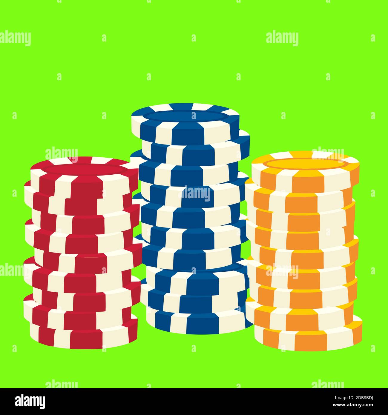 chip token pile casino currency luck win green background illustration ...