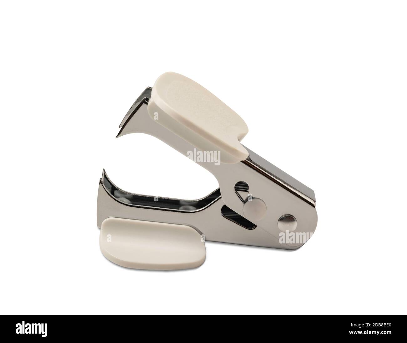 A white staple remover isolated on a white background with clipping ...