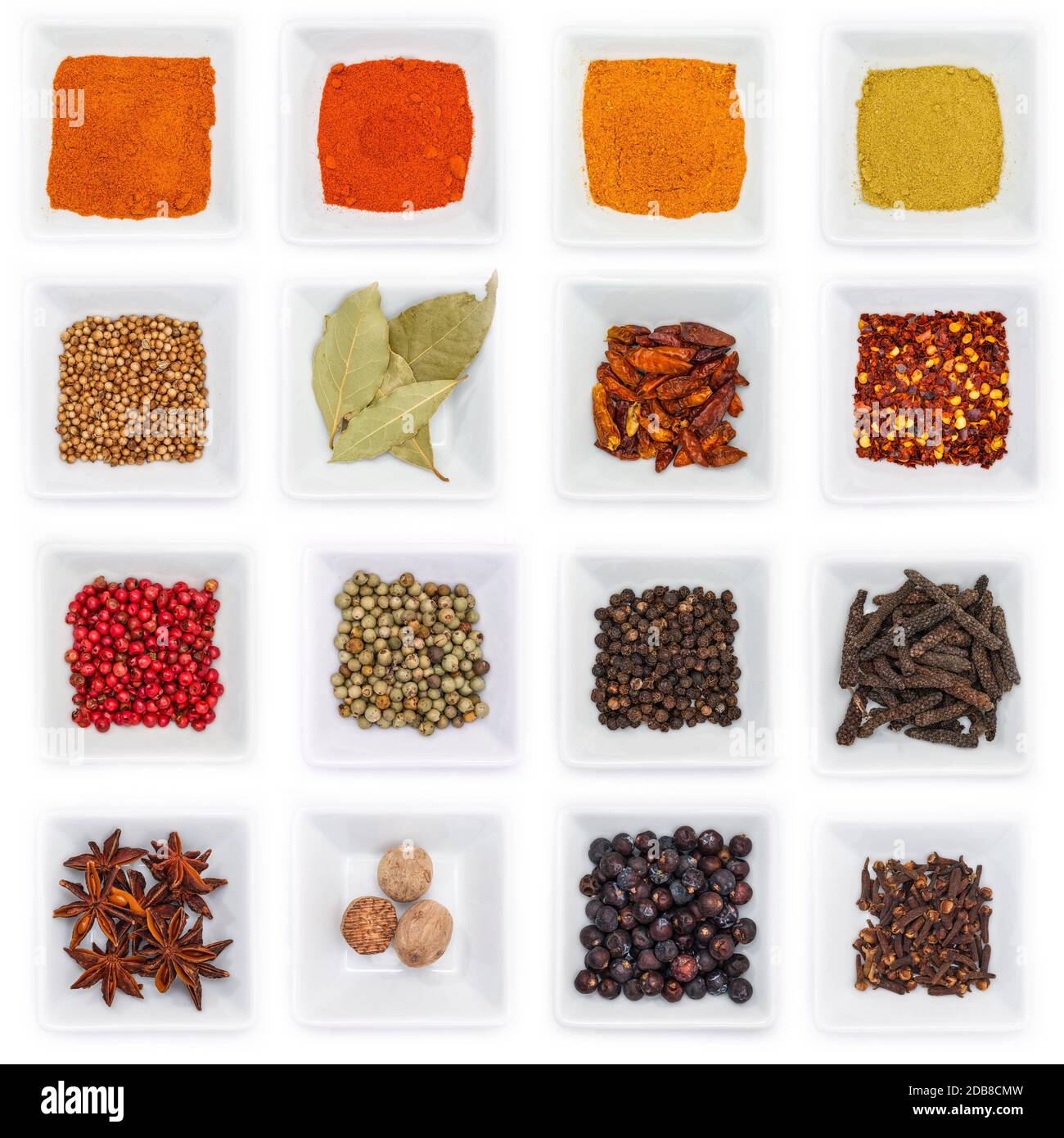 Herbs spices from above Cut Out Stock Images & Pictures - Alamy