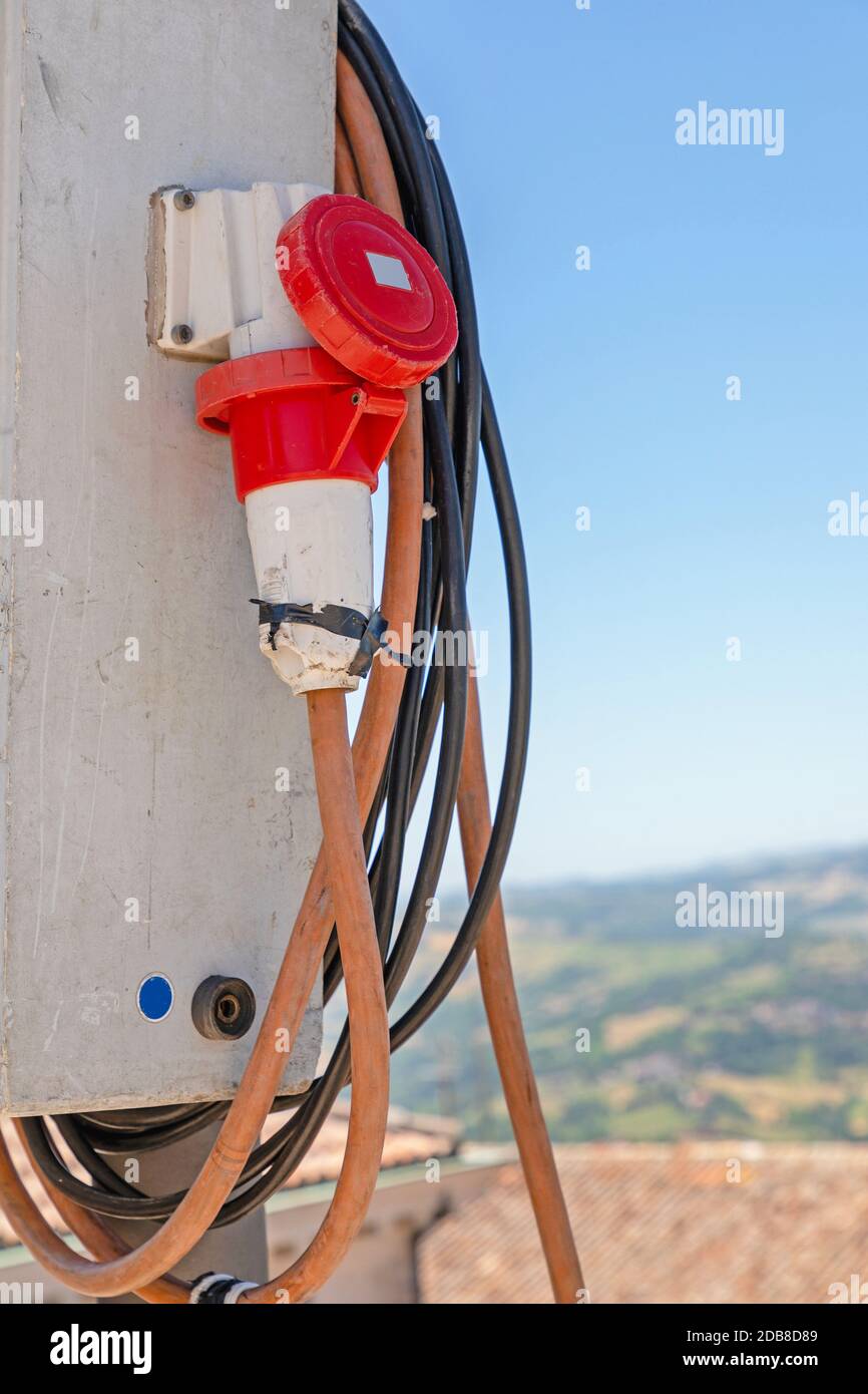 Electric Cable Connection and Power Wires Stock Photo - Alamy