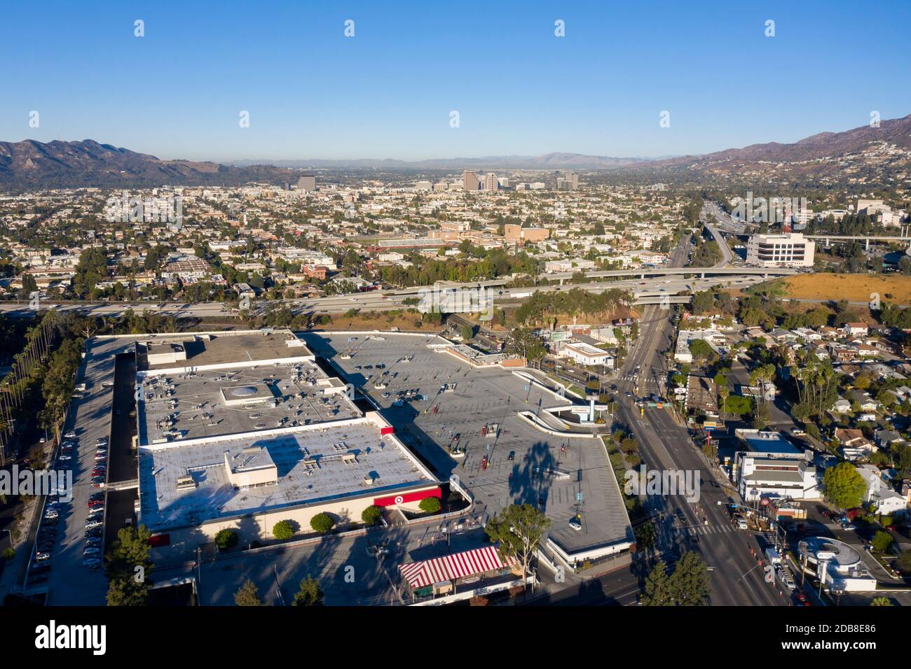 Aerial view of Eagle Rock mall and Glendale beyond Stock Photo - Alamy