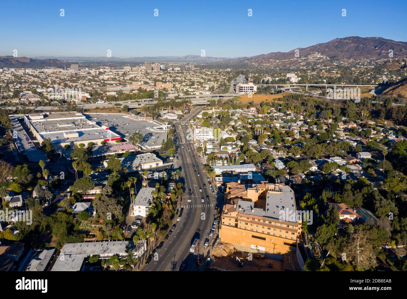Aerial view of Eagle Rock mall and Glendale beyond Stock Photo - Alamy