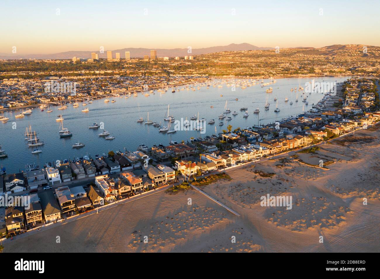 Aerial view of Newport Beach Harbor, Balboa & Lido Islands and the ...