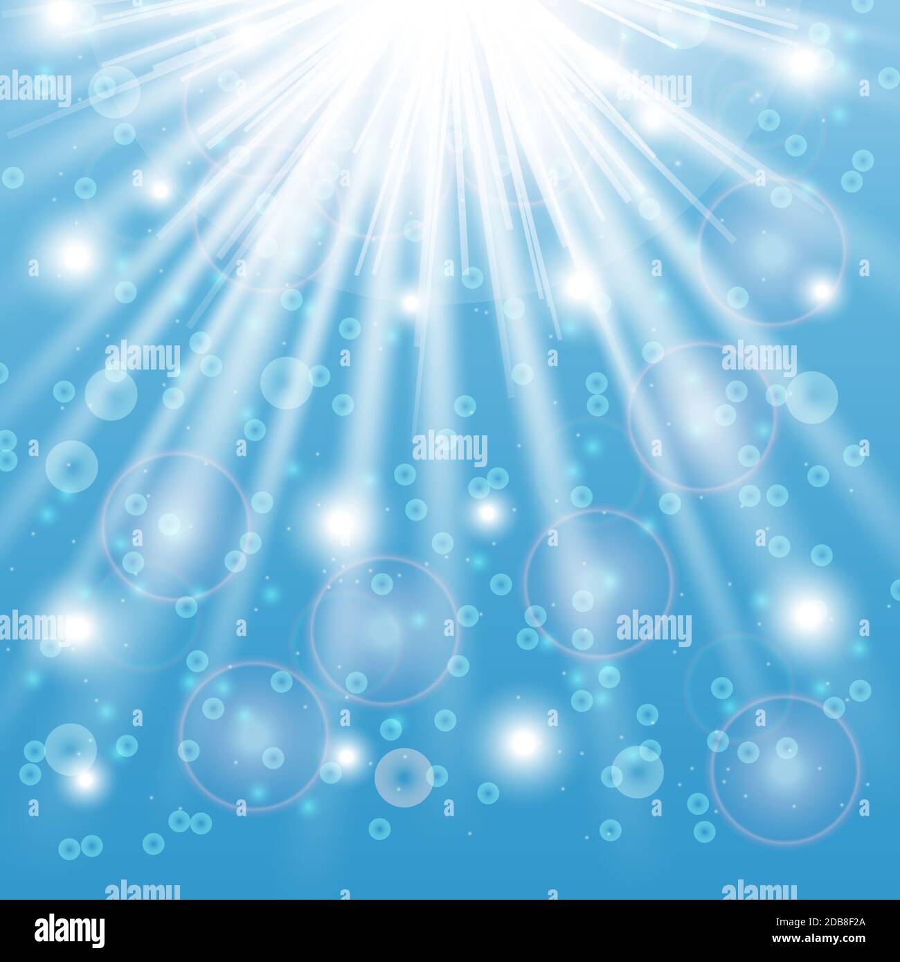 Sun rays and light effects on blue sky. Vector illustration Stock Photo ...