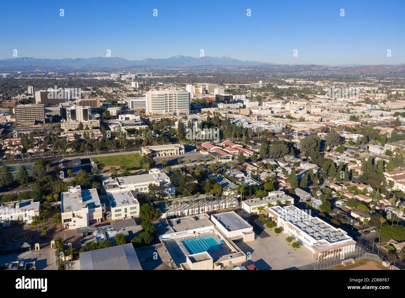 Aerial view of downtown Santa Ana California including the federal ...