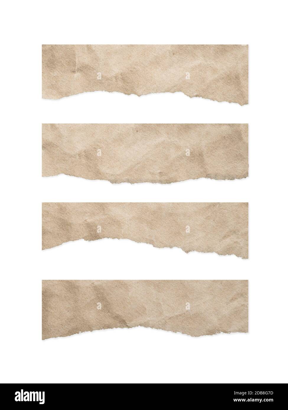 Vintage ripped paper texture on white background with clipping path ...