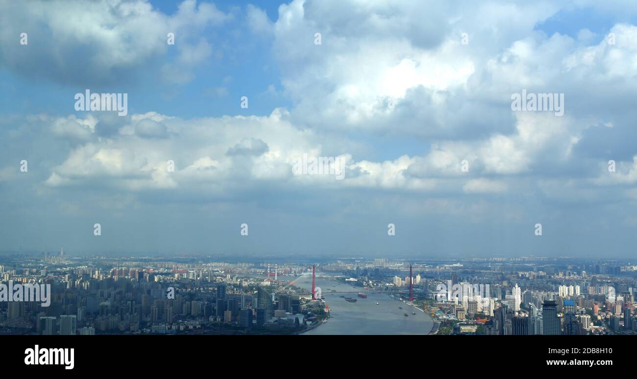 City View form Skyscraper blue sky Vintage Stock Photo - Alamy