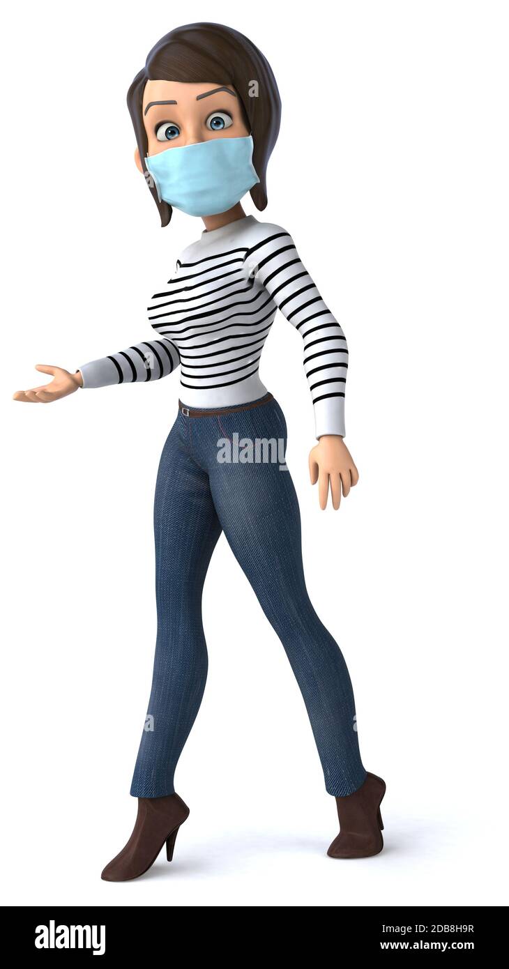 3D Illustration of a cartoon woman with a mask Stock Photo - Alamy