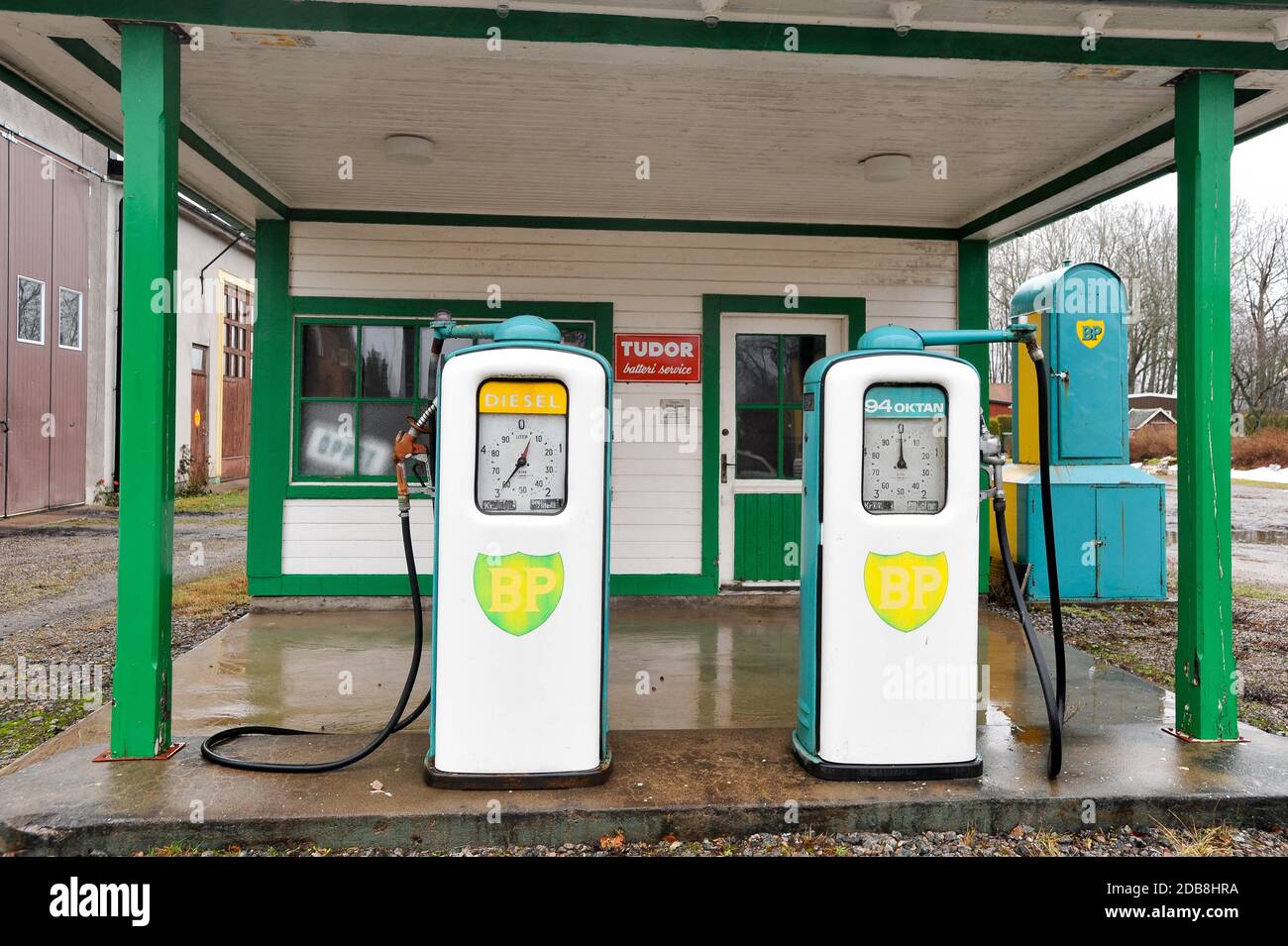 Former BP gas station in Odensberg, Västra Götaland, Sweden. December ...