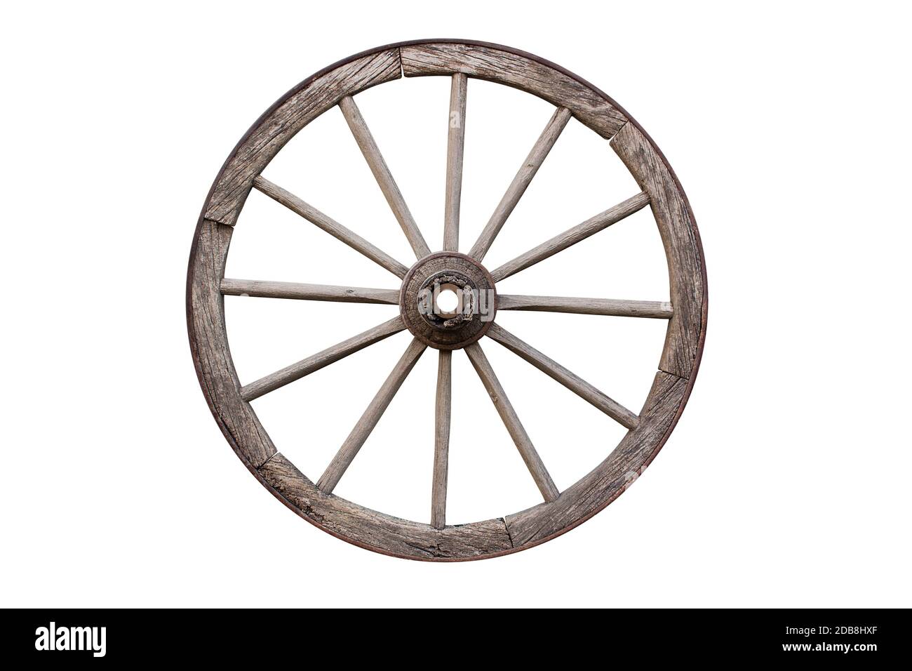 Carriage Wooden Wheel. Cartwheel All Weathered and Rusty Isolated On ...