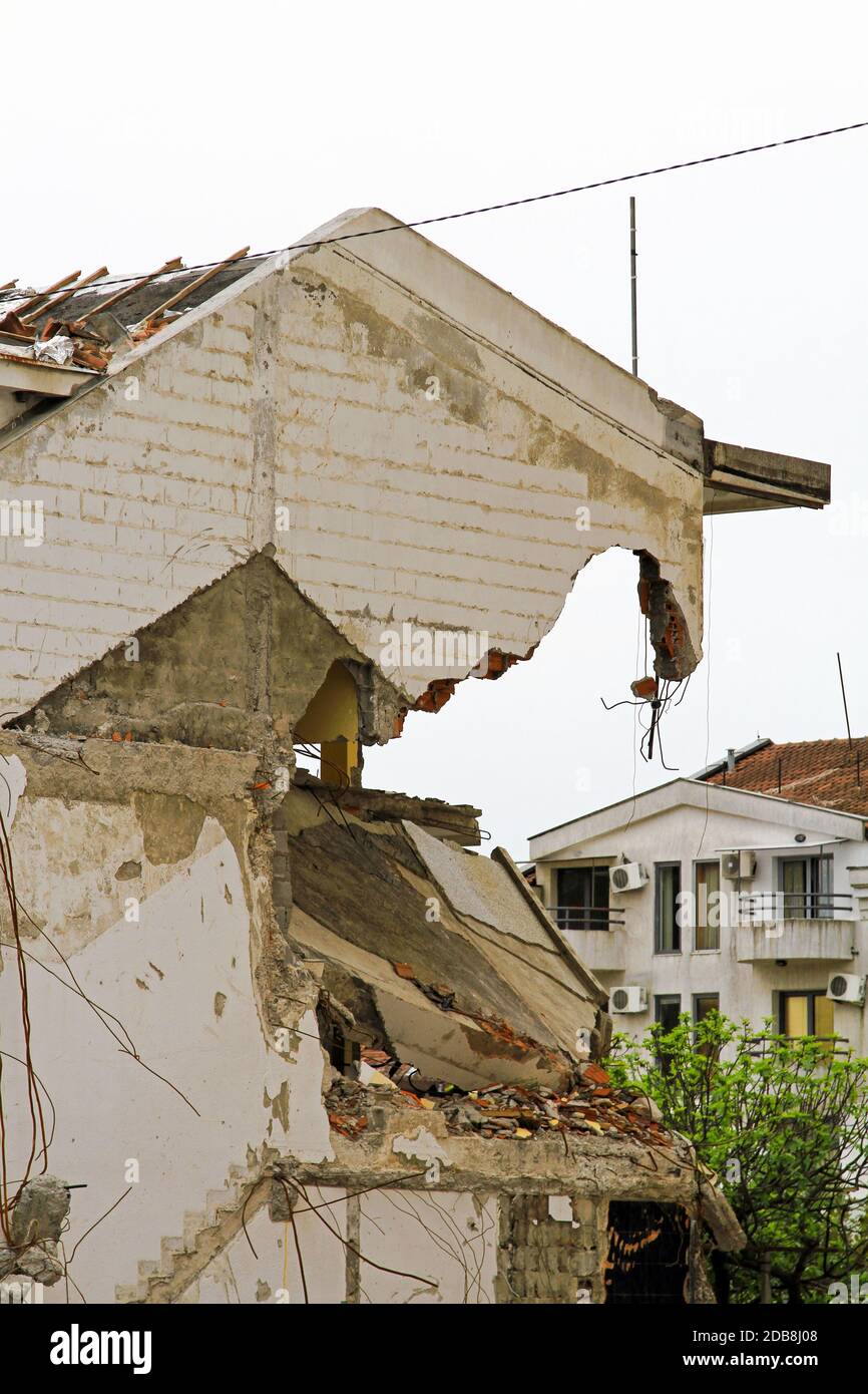 Damaged house after strong earthquake natural disaster Stock Photo - Alamy