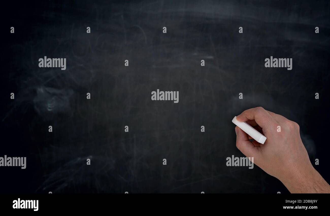Hand writes on blackboard template concept Stock Photo - Alamy