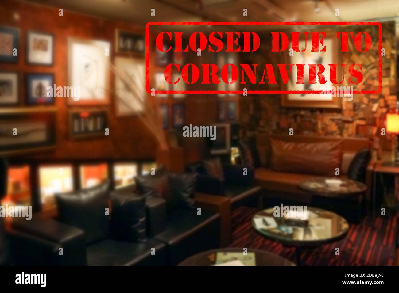 Defocused, blurred view of interior of an upmarket cafeteria or coffee ...