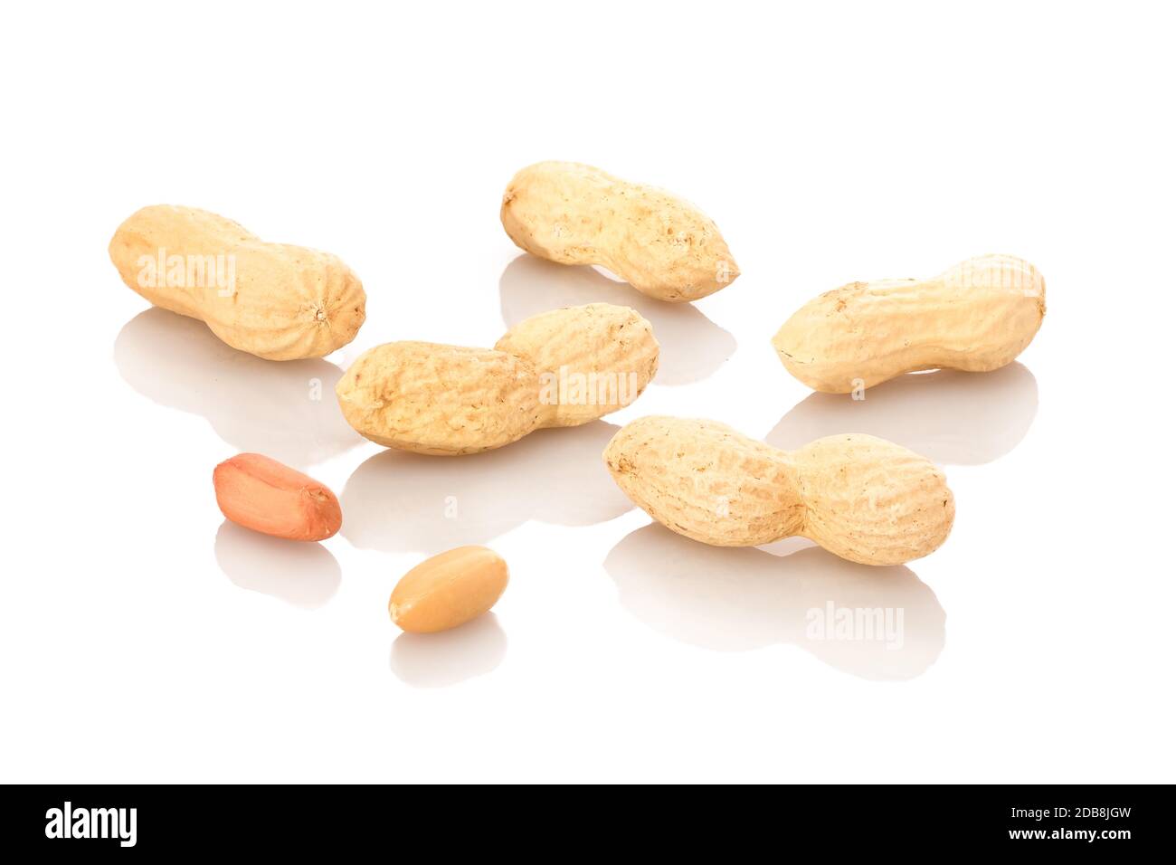 Peanuts with and without shell white isolated Stock Photo - Alamy
