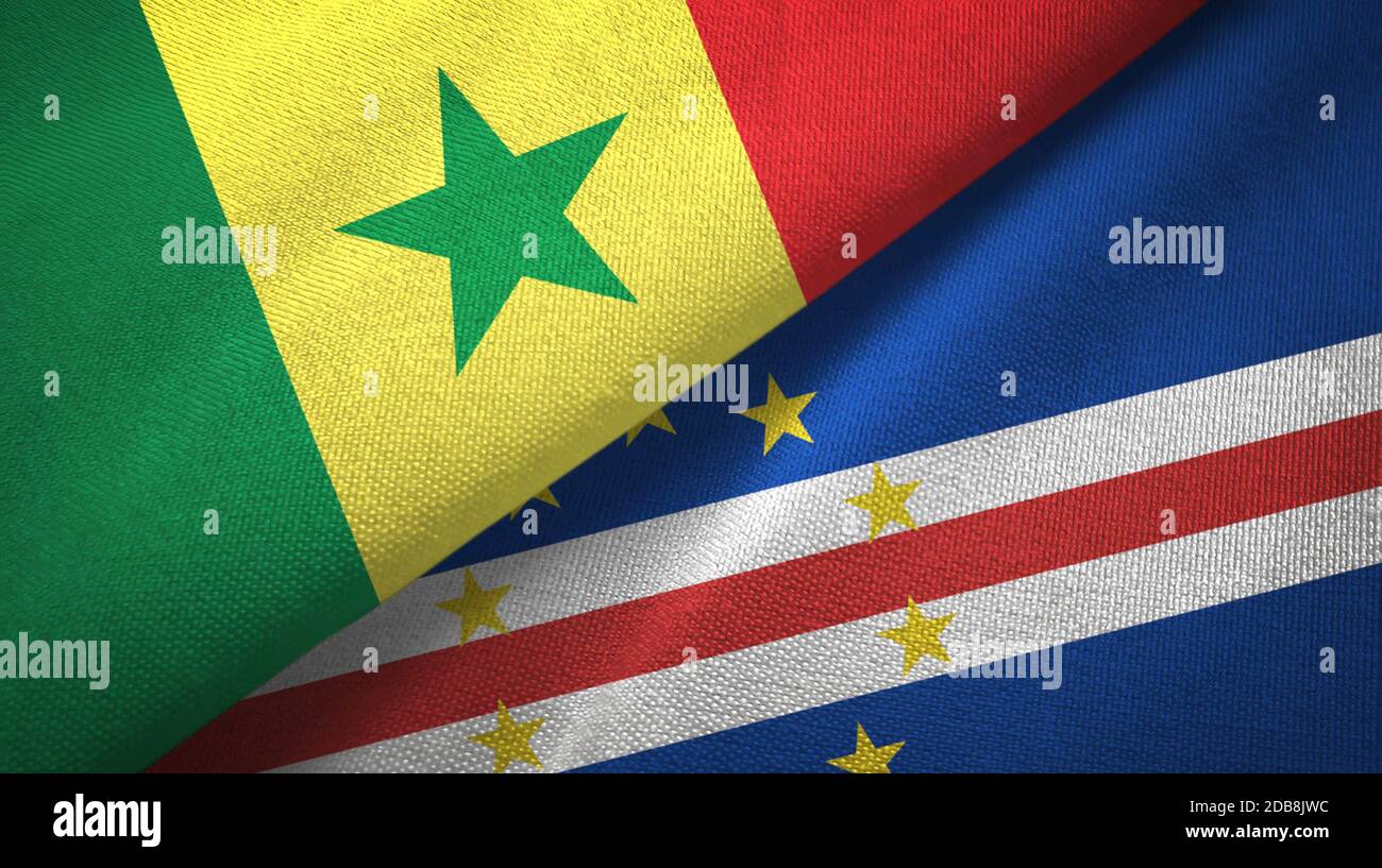 Senegal and Cape Cabo Verde two flags textile cloth, fabric texture ...