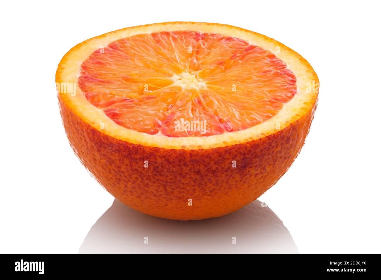 Half sanguine blood orange fruit sliced white isolated Stock Photo - Alamy