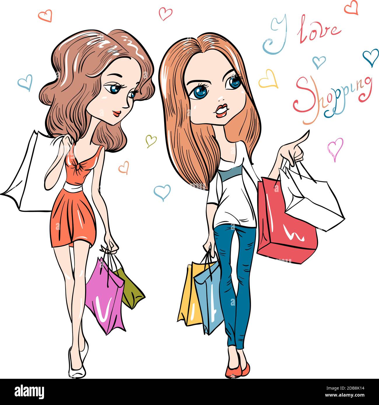 Cute fashion girls with shopping Stock Photo - Alamy