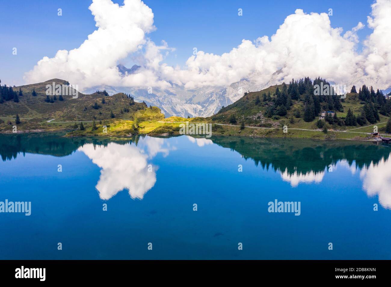 Mountain reflections in lake Trubsee on mount Titlis, Nidwalden ...