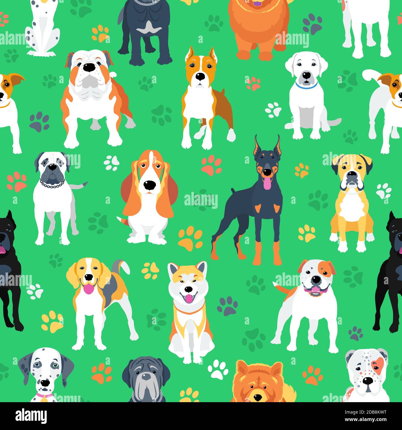 Vector seamless background with dogs flat design Stock Photo - Alamy