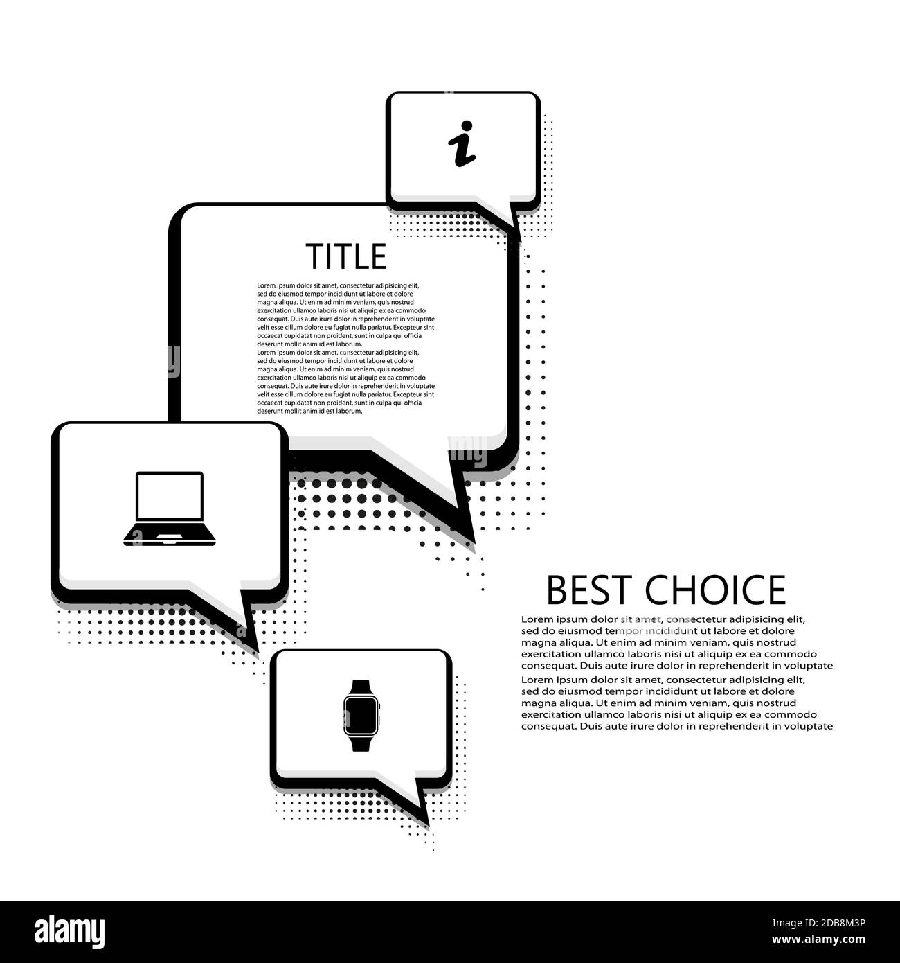 Vector modern halftone bubble speech icons business and technology ...