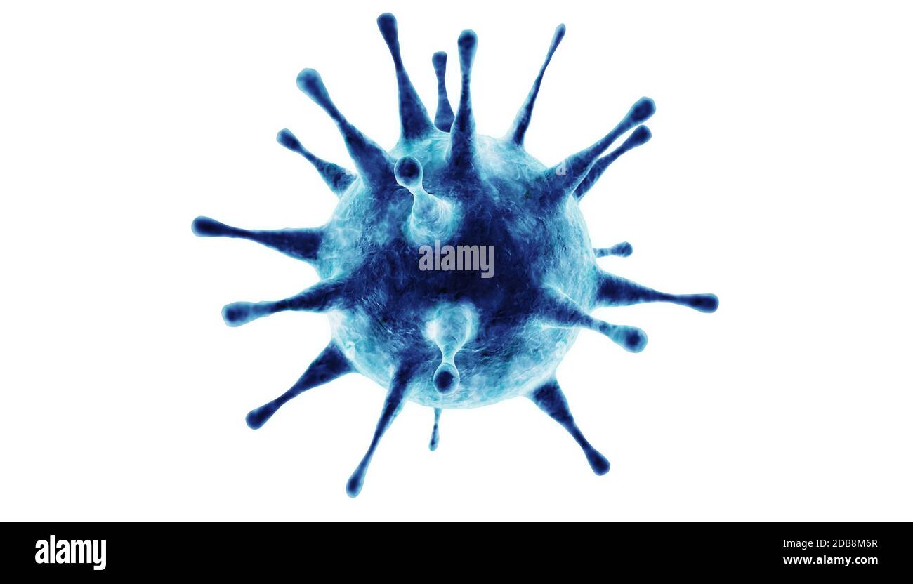 Microscopic view of influenza virus cells. 3D medical illustration ...