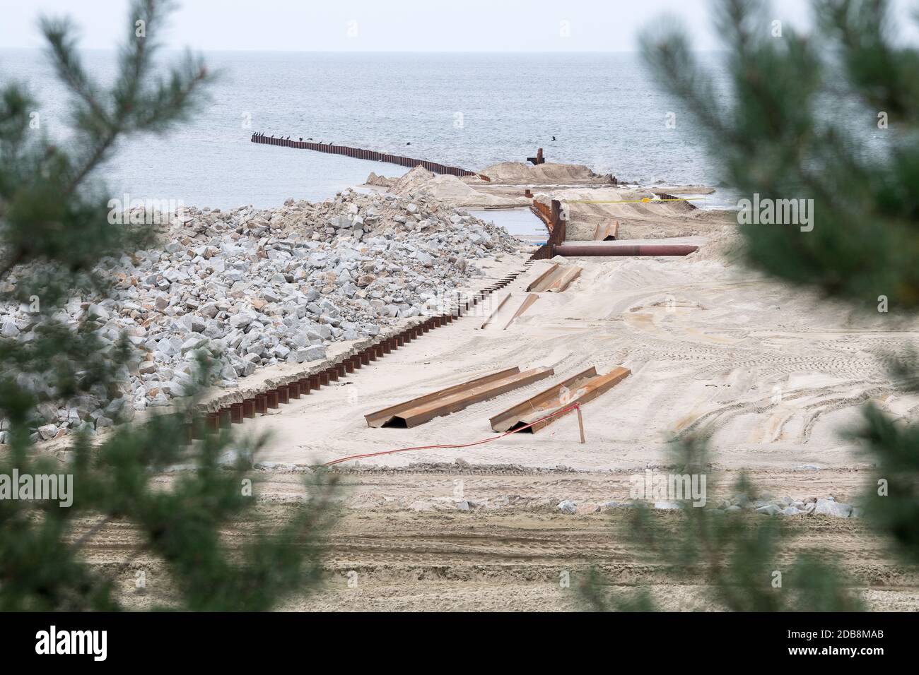 Construction site on the Vistula Spit canal which connect port of ...
