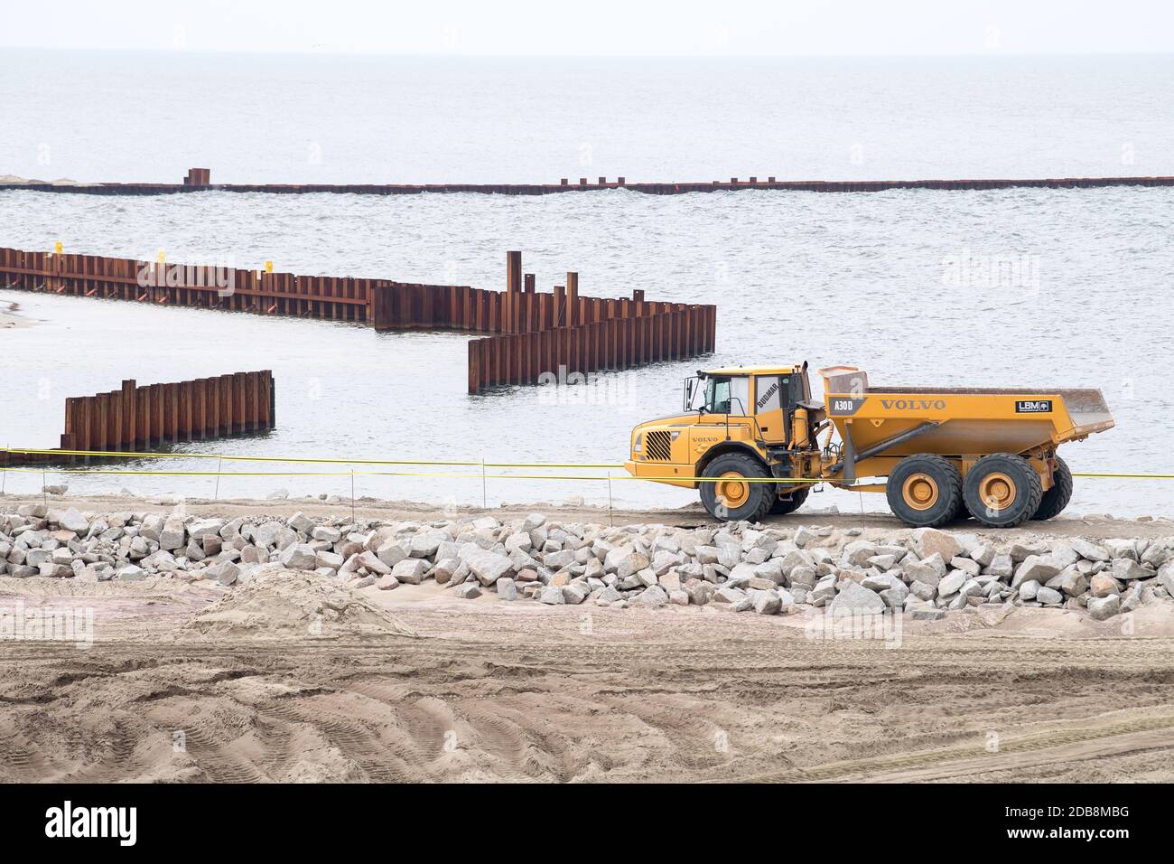 Construction site on the Vistula Spit canal which connect port of ...