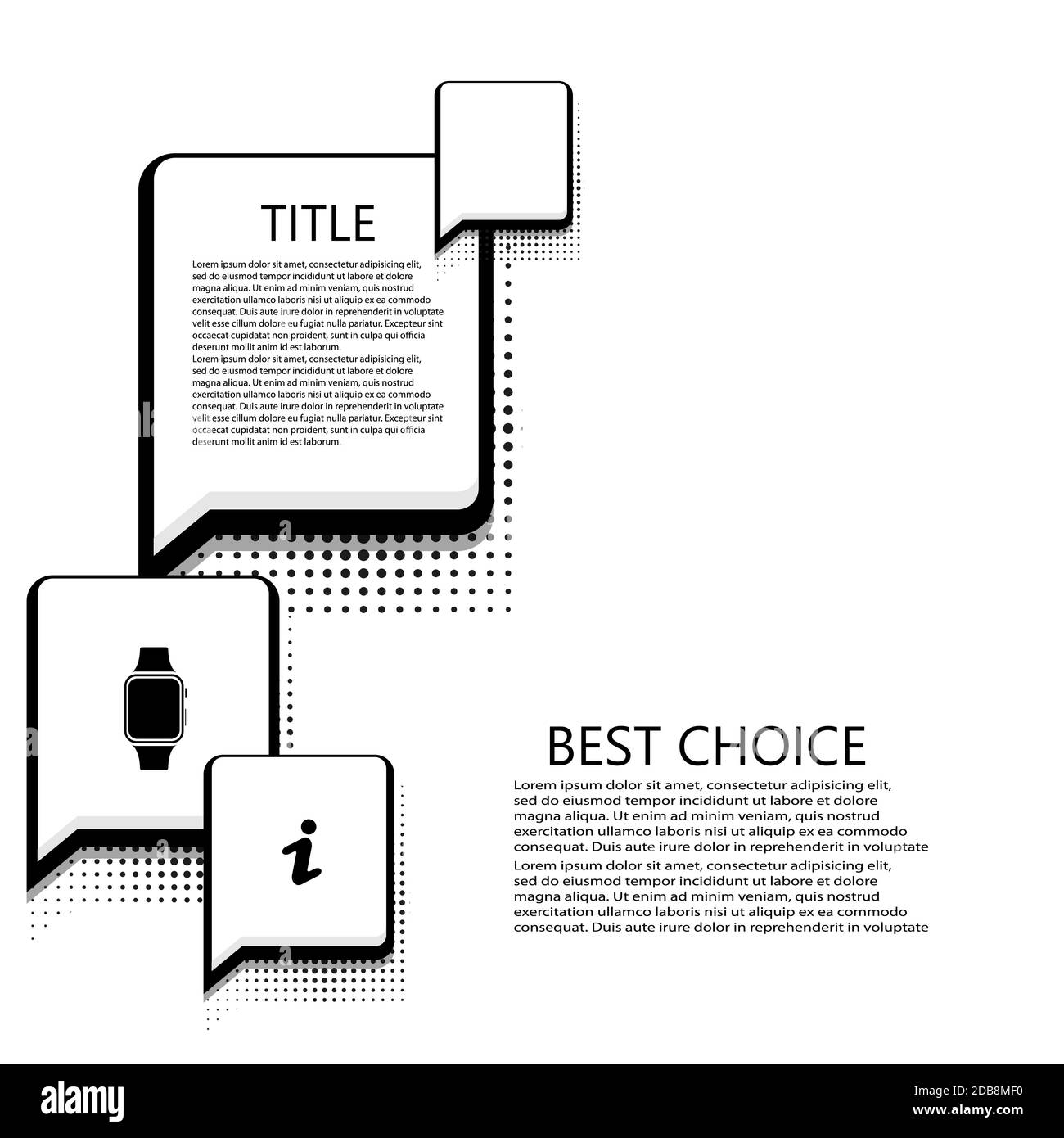 Vector modern halftone bubble speech icons business and technology ...