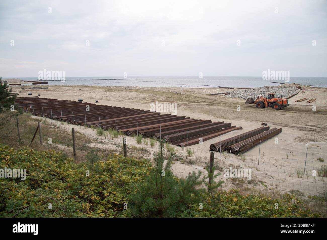Construction site on the Vistula Spit canal which connect port of ...