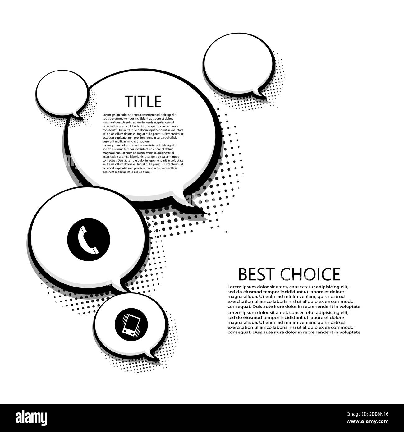 Vector modern halftone bubble speech icons business and technology ...