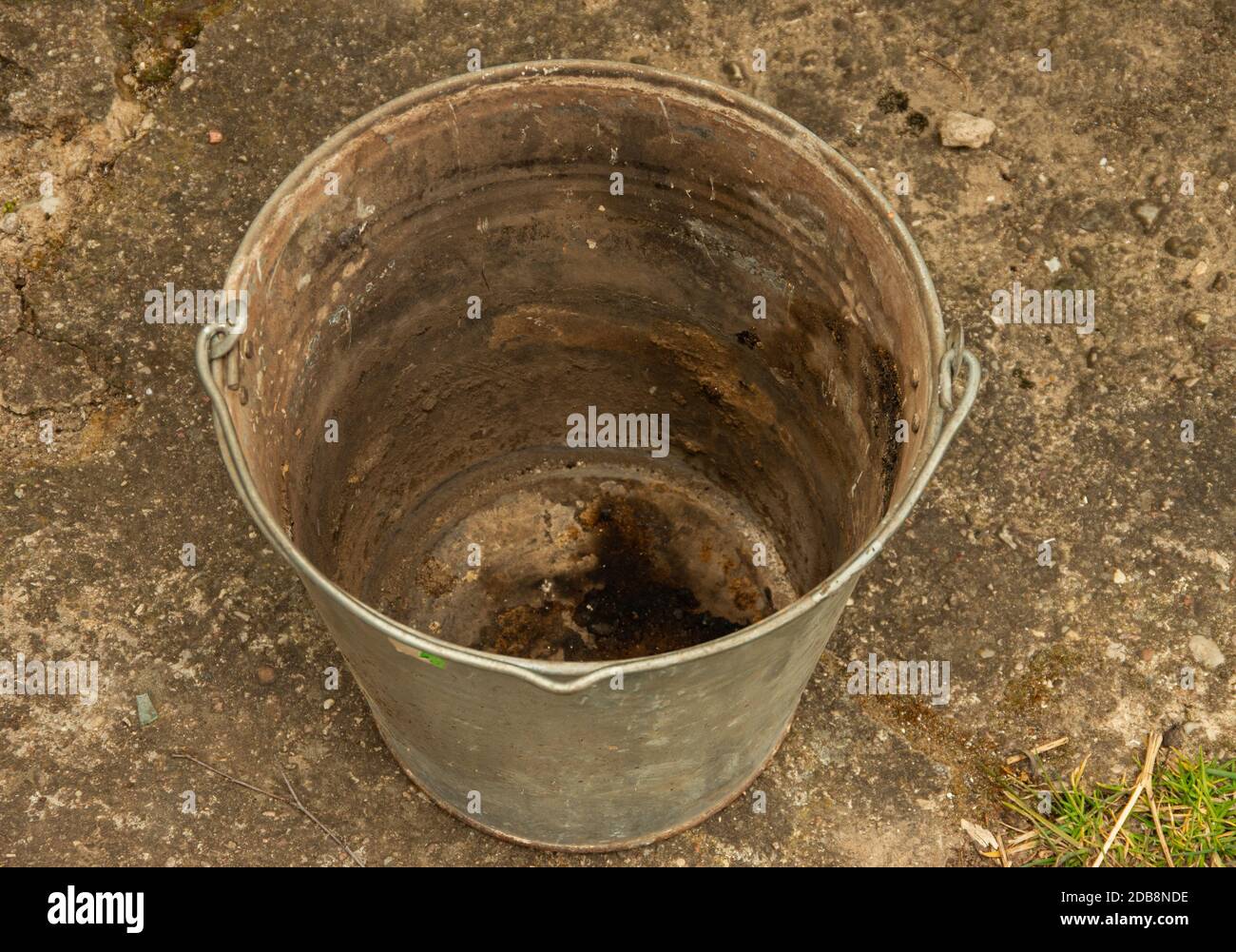 Old, dirty aluminum, iron bucket with a dirty inside, outside job Stock ...
