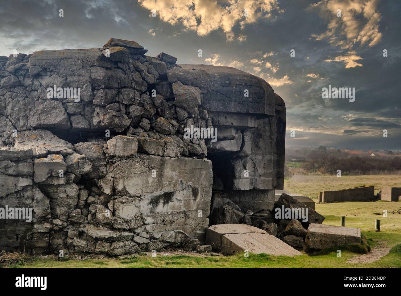 the ruins of german bunker in the beach of Normandy, France Stock Photo ...