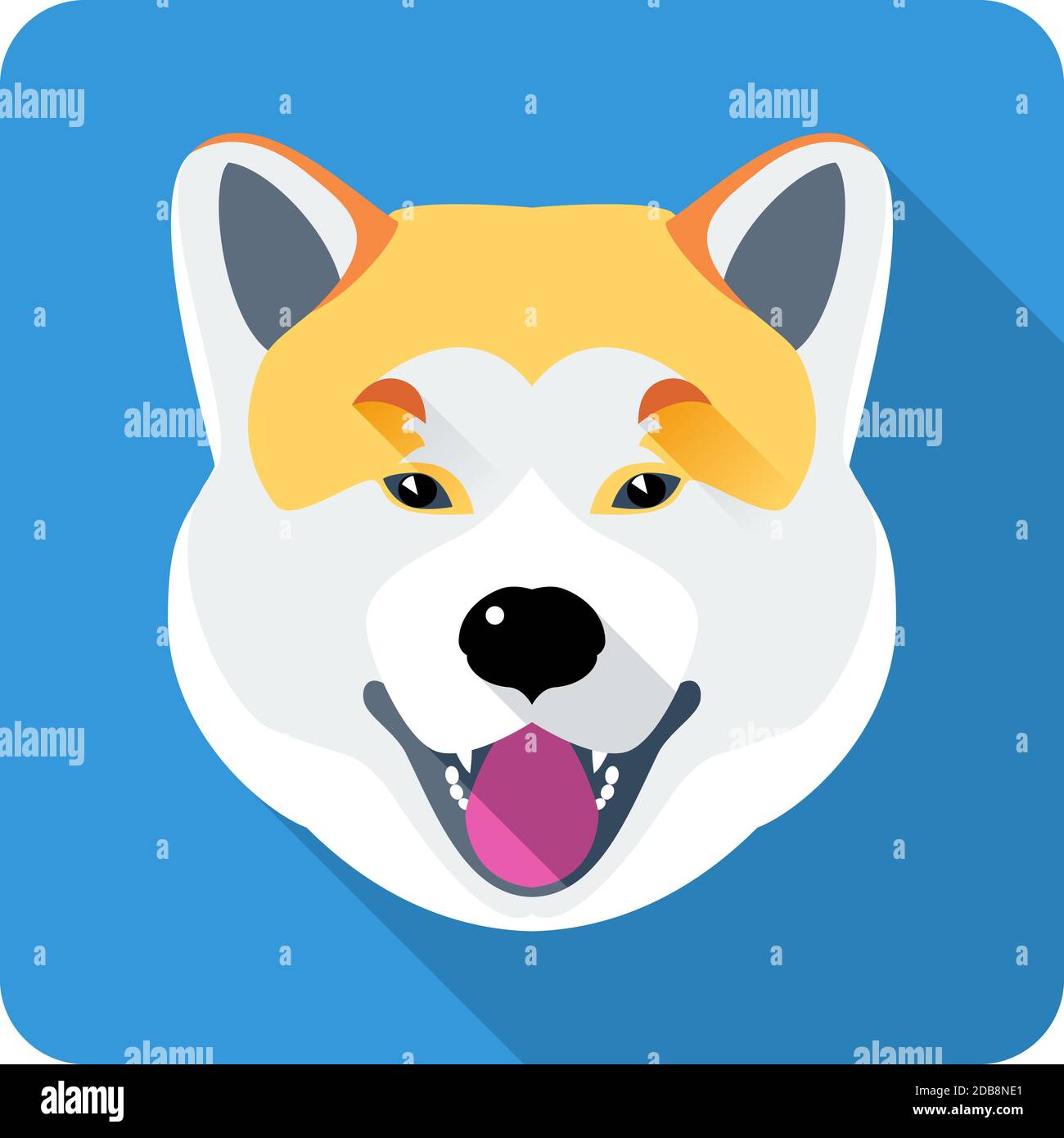 Vector dog Akita Inu Japanese breed face icon flat design Stock Photo ...