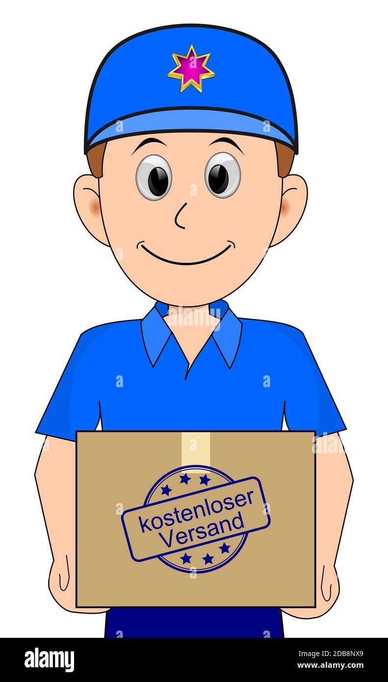 friendly Courier with blue shirt delivering a parcel with free Delivery ...