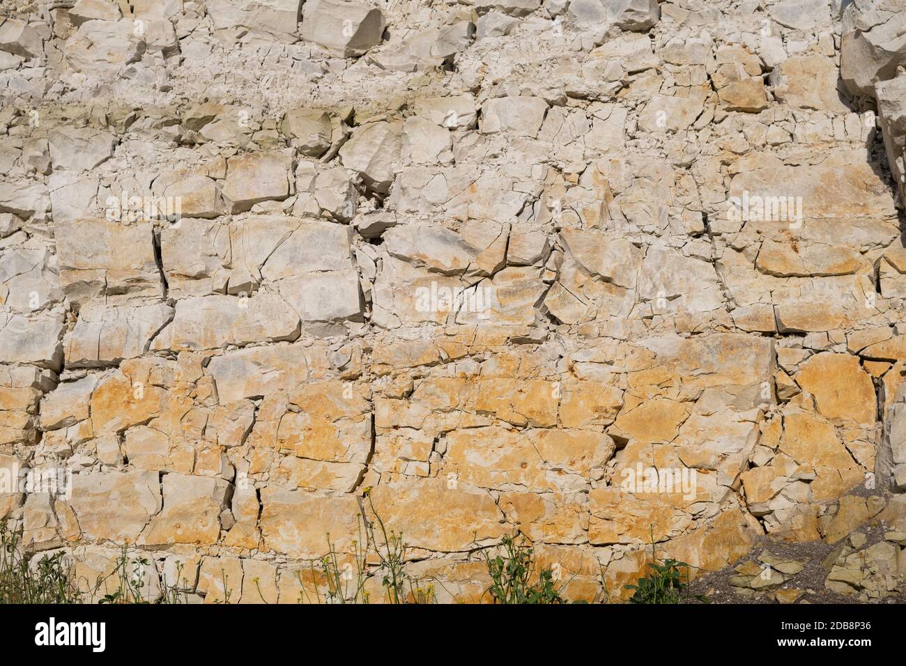 close up of outcrop of limestone rocks with visible effects of ...