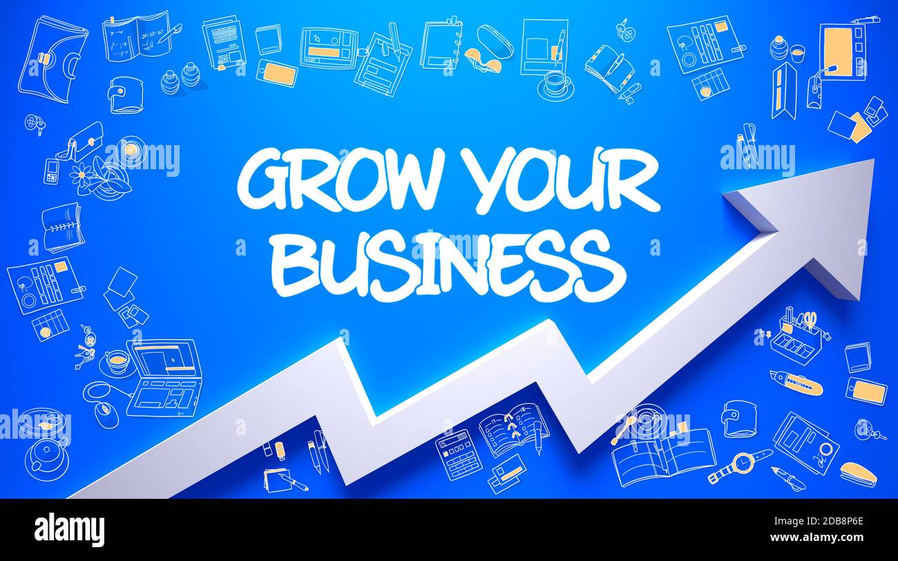 Grow Your Business - Improvement Concept with Doodle Icons Around on ...