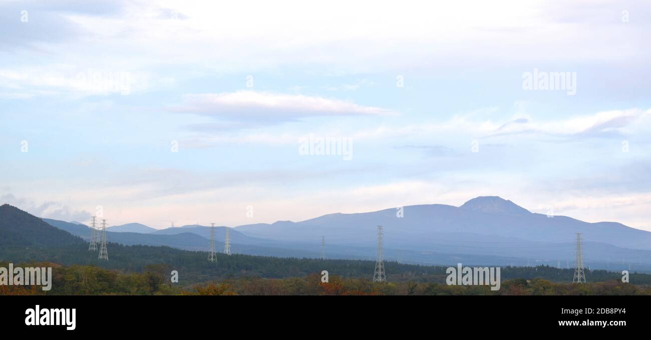 Electric posts and landscape Back ground Stock Photo - Alamy