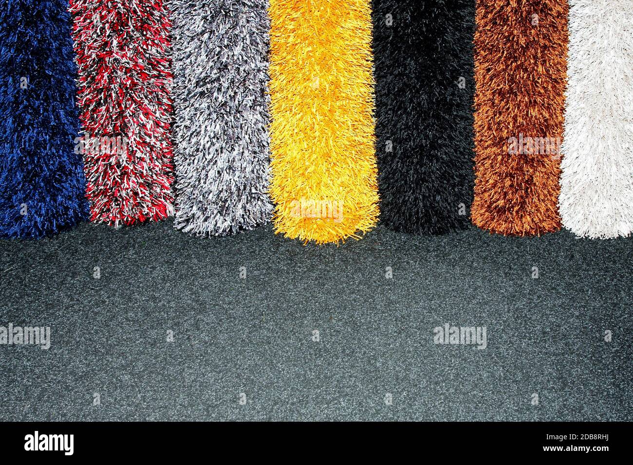 Color samples of shaggy wool carpet rolls Stock Photo - Alamy