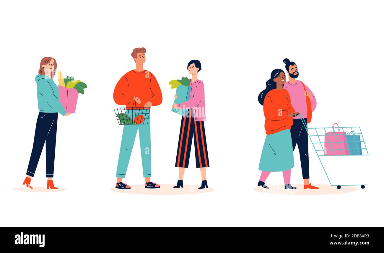 Collection of happy people shopping Stock Vector Image & Art - Alamy