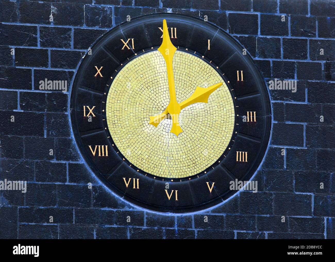 Old Roman clock in dark blue invert Stock Photo - Alamy