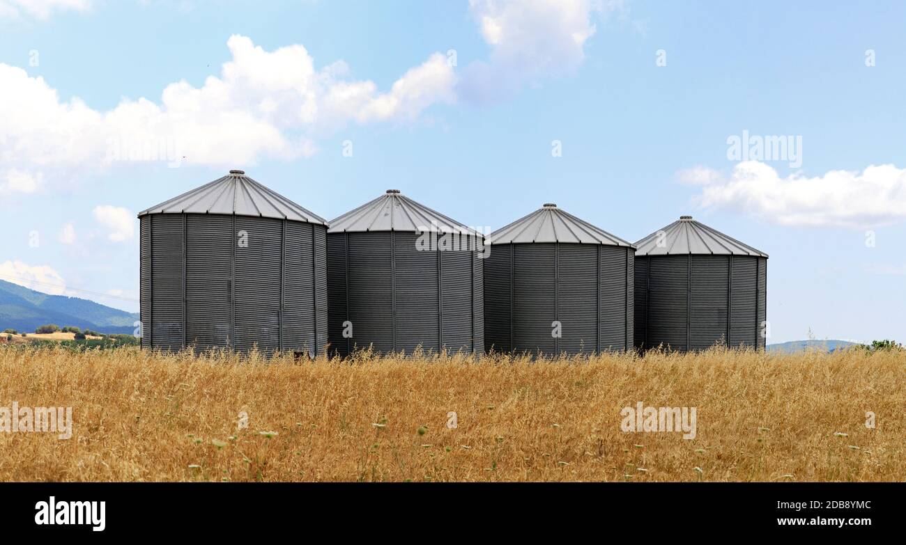 Wheat silo at farm in rural Greece Stock Photo - Alamy