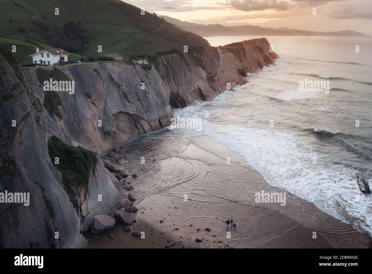 Coast Landscape Of Famous Flysch In Zumaia at sunset, Basque Country ...