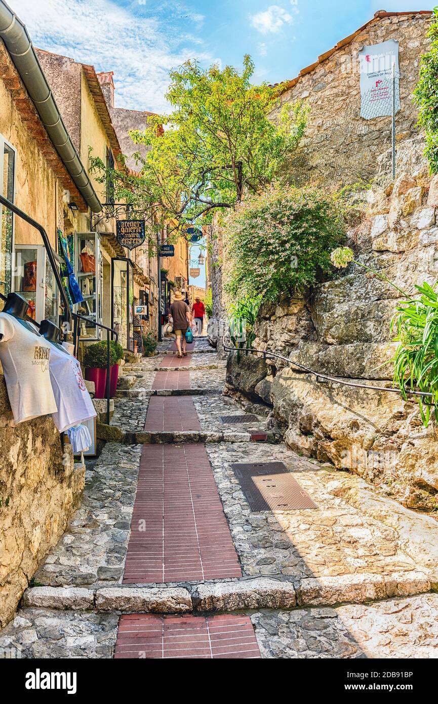 EZE, FRANCE - AUGUST 14: Medieval architecture of Eze, village near the ...